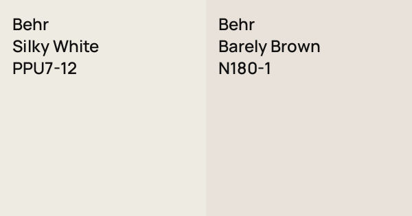 Behr Silky White vs. Behr Barely Brown comparison