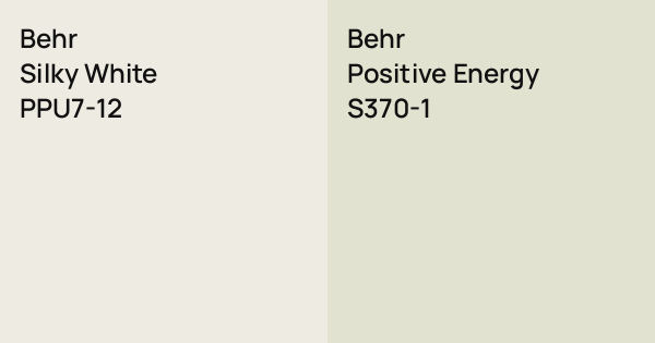 Behr Silky White vs. Behr Positive Energy comparison