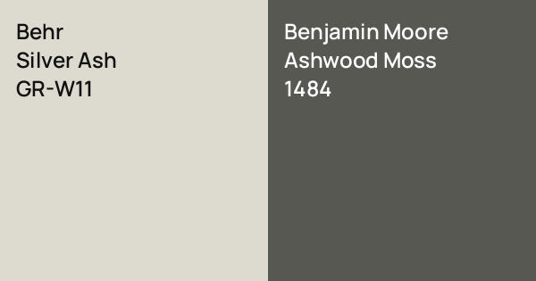 Behr Silver Ash vs. Benjamin Moore Ashwood Moss comparison