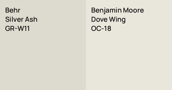 Behr Silver Ash vs. Benjamin Moore Dove Wing comparison