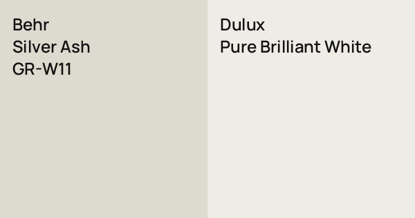 Behr Silver Ash vs. Dulux Pure Brilliant White comparison