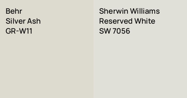 Behr Silver Ash vs. Sherwin Williams Reserved White comparison