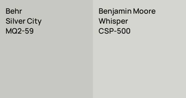 Behr Silver City vs. Benjamin Moore Whisper comparison