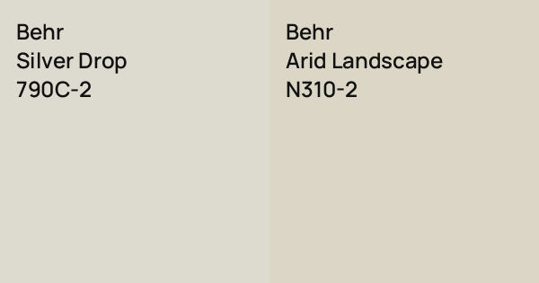 Behr Silver Drop vs. Behr Arid Landscape comparison