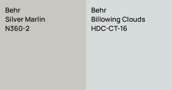 Behr Silver Marlin vs. Behr Billowing Clouds comparison