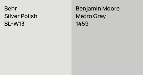 Behr Silver Polish vs. Benjamin Moore Metro Gray comparison
