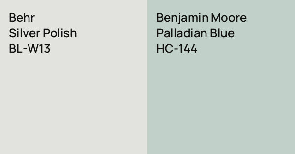 Behr Silver Polish vs. Benjamin Moore Palladian Blue comparison