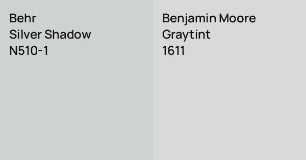 Behr Silver Shadow vs. Benjamin Moore Graytint comparison