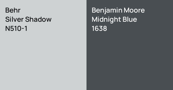 Behr Silver Shadow vs. Benjamin Moore Midnight Blue comparison