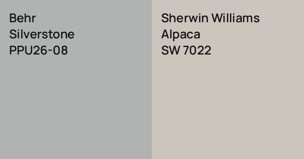 Behr Silverstone vs. Sherwin Williams Alpaca comparison