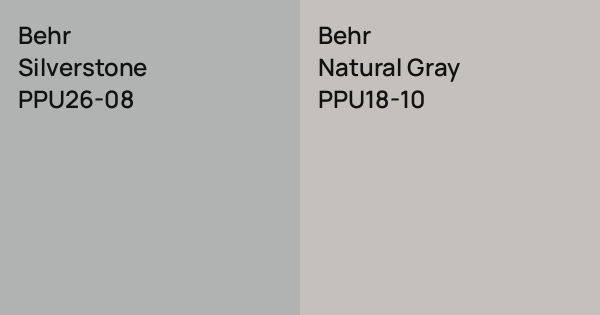 Behr Silverstone vs. Behr Natural Gray comparison