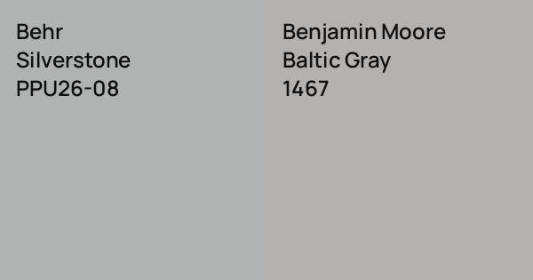 Behr Silverstone vs. Benjamin Moore Baltic Gray comparison