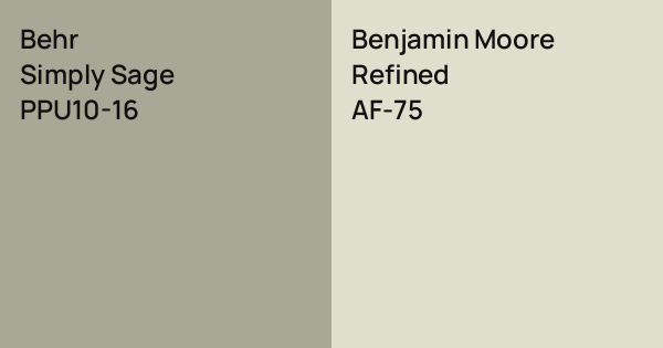 Behr Simply Sage vs. Benjamin Moore Refined comparison
