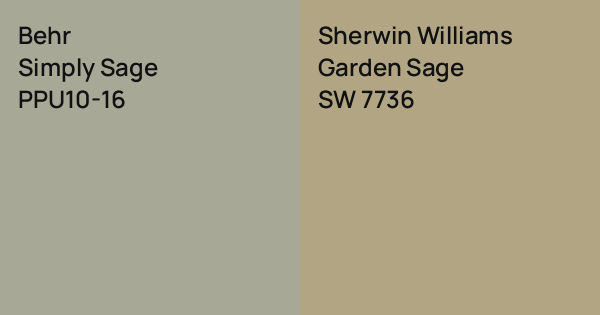 Behr Simply Sage vs. Sherwin Williams Garden Sage comparison