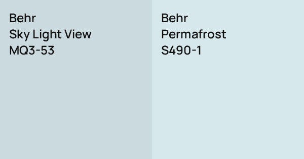Behr Sky Light View vs. Behr Permafrost comparison