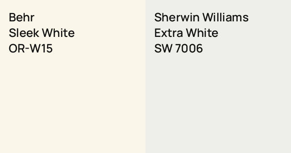 Behr Sleek White vs. Sherwin Williams Extra White comparison
