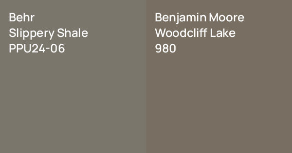 Behr Slippery Shale vs. Benjamin Moore Woodcliff Lake comparison