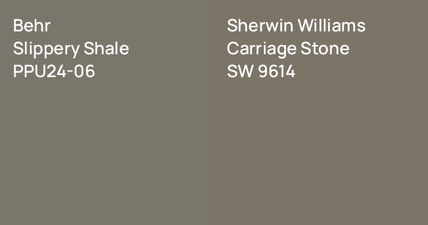 Behr Slippery Shale vs. Sherwin Williams Carriage Stone comparison