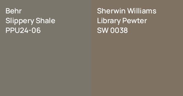Behr Slippery Shale vs. Sherwin Williams Library Pewter comparison
