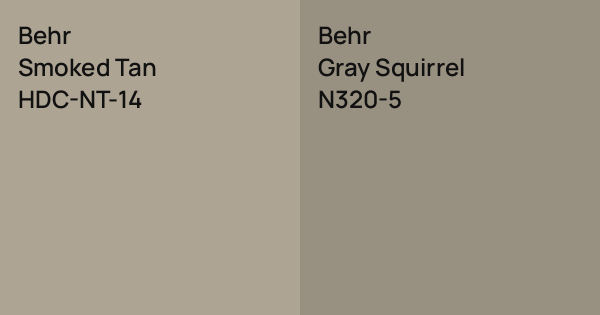 Behr Smoked Tan vs. Behr Gray Squirrel comparison