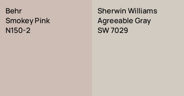 Behr Smokey Pink vs. Sherwin Williams Agreeable Gray comparison