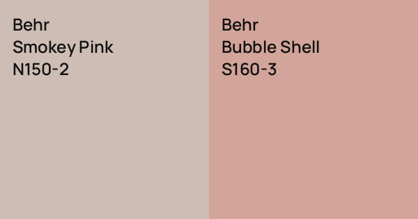 Behr Smokey Pink vs. Behr Bubble Shell comparison
