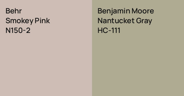 Behr Smokey Pink vs. Benjamin Moore Nantucket Gray comparison