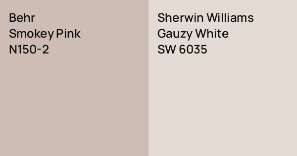 Behr Smokey Pink vs. Sherwin Williams Gauzy White comparison