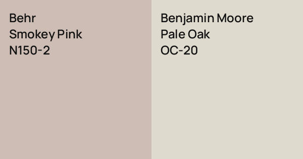 Behr Smokey Pink vs. Benjamin Moore Pale Oak comparison