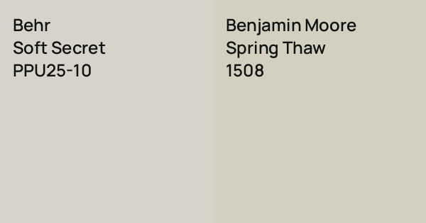 Behr Soft Secret vs. Benjamin Moore Spring Thaw comparison