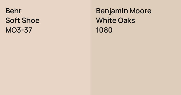 Behr Soft Shoe vs. Benjamin Moore White Oaks comparison