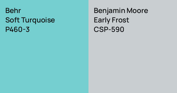 Behr Soft Turquoise vs. Benjamin Moore Early Frost comparison