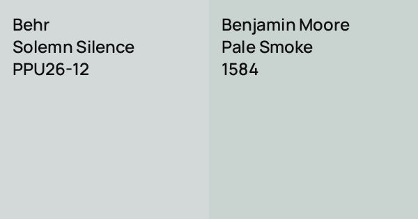 Behr Solemn Silence vs. Benjamin Moore Pale Smoke comparison