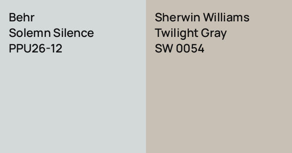 Behr Solemn Silence vs. Sherwin Williams Twilight Gray comparison
