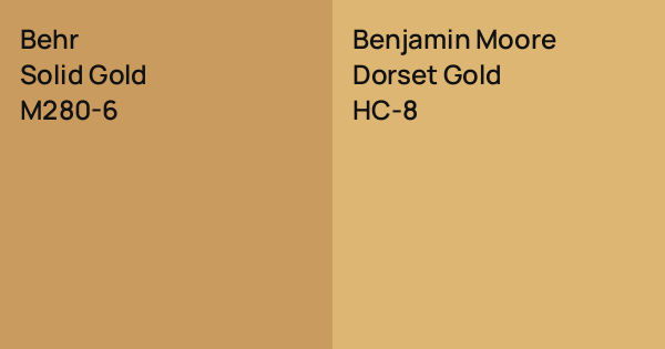 Behr Solid Gold vs. Benjamin Moore Dorset Gold comparison