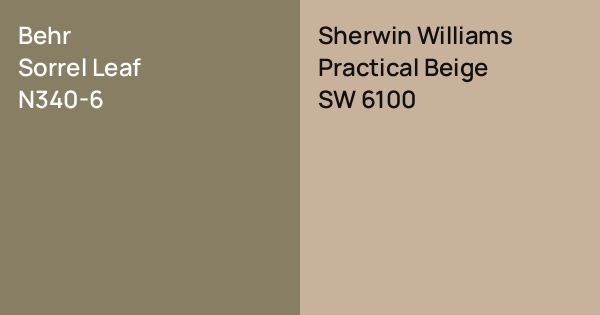 Behr Sorrel Leaf vs. Sherwin Williams Practical Beige comparison
