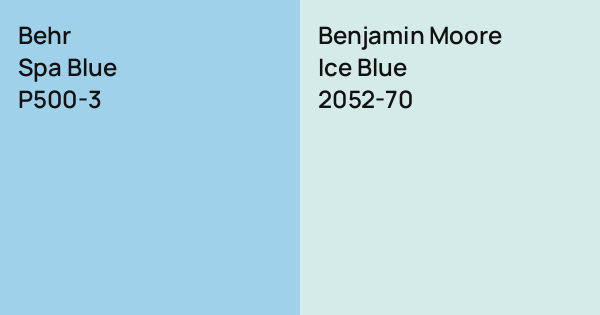 Behr Spa Blue vs. Benjamin Moore Ice Blue comparison