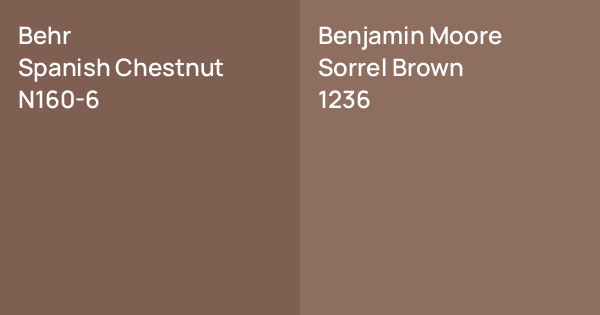Behr Spanish Chestnut vs. Benjamin Moore Sorrel Brown comparison