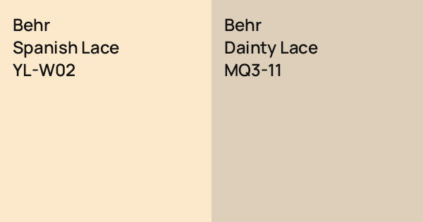 Behr Spanish Lace vs. Behr Dainty Lace comparison