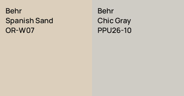Behr Spanish Sand vs. Behr Chic Gray comparison