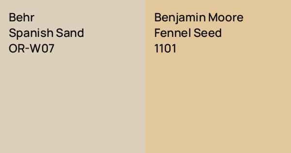 Behr Spanish Sand vs. Benjamin Moore Fennel Seed comparison
