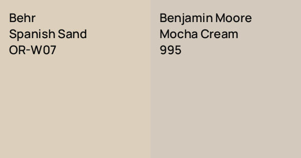 Behr Spanish Sand vs. Benjamin Moore Mocha Cream comparison