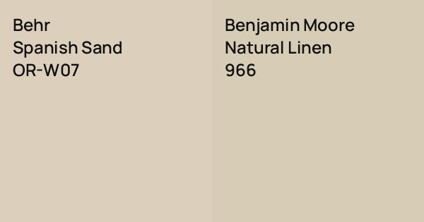 Behr Spanish Sand vs. Benjamin Moore Natural Linen comparison