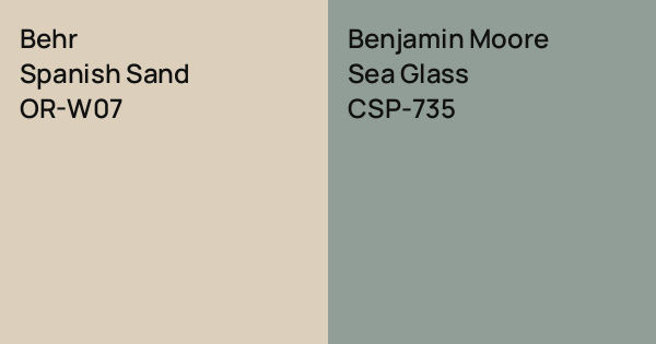 Behr Spanish Sand vs. Benjamin Moore Sea Glass comparison