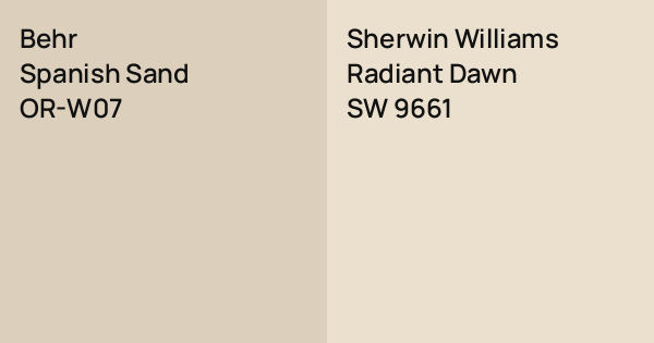 Behr Spanish Sand vs. Sherwin Williams Radiant Dawn comparison