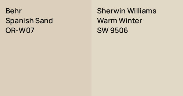 Behr Spanish Sand vs. Sherwin Williams Warm Winter comparison