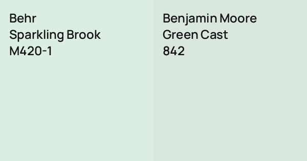 Behr Sparkling Brook vs. Benjamin Moore Green Cast comparison