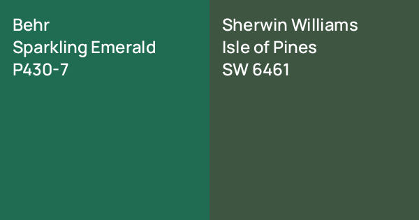 Behr Sparkling Emerald vs. Sherwin Williams Isle of Pines comparison