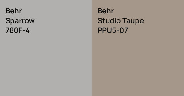 Behr Sparrow vs. Behr Studio Taupe comparison