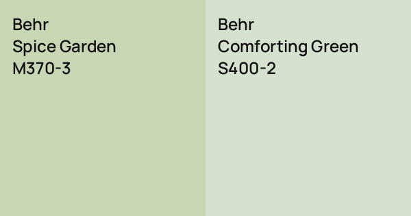 Behr Spice Garden vs. Behr Comforting Green comparison